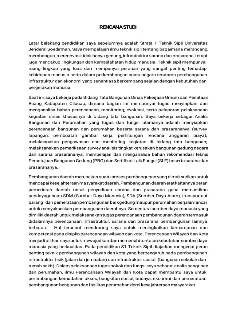 Contoh rencana studi | PDF
