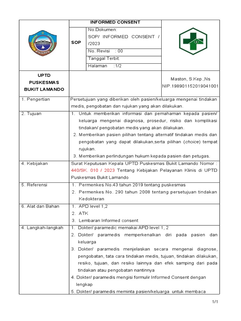 Sop Informed Consent Ugd | PDF