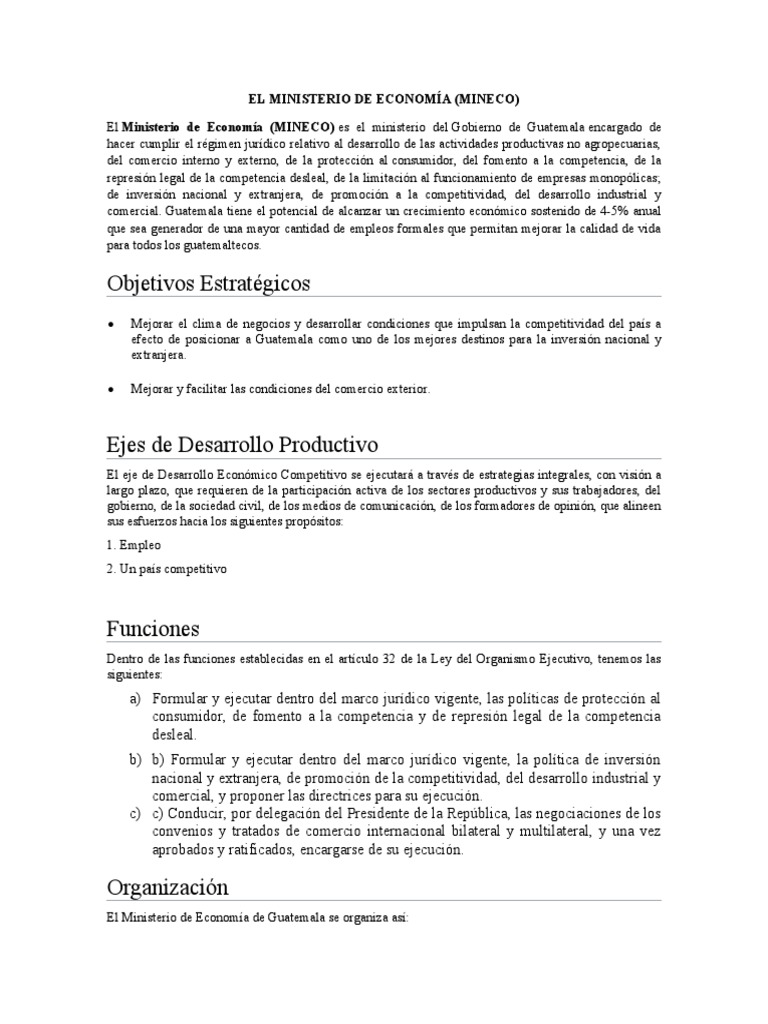 Significado y funciones de MINECO | PDF | Ministerio (Departamento de ...