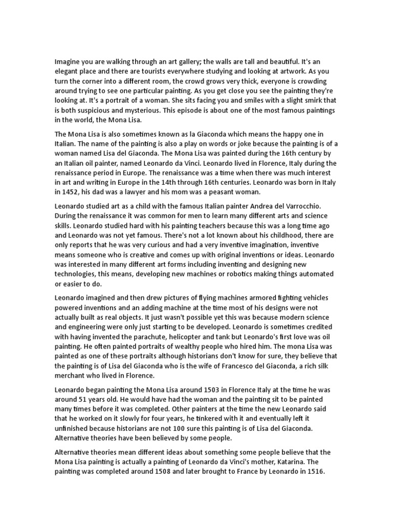 Mona Lisa | PDF | Leonardo Da Vinci | Palace Of Versailles