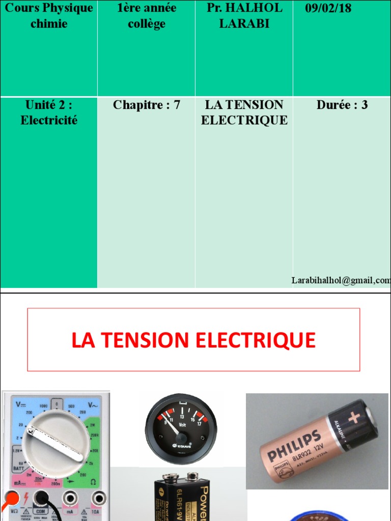 Le Courant Electrique Continu Cours PPT 2 La Tension Electrique | PDF ...