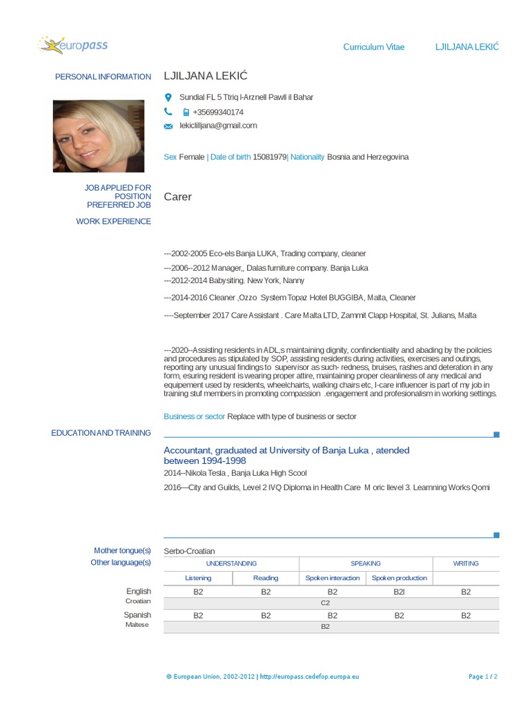 Europass CV Template | PDF