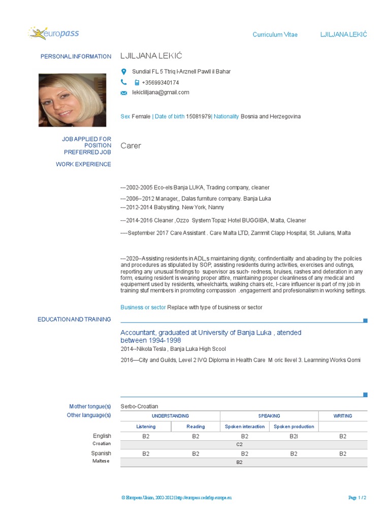 Europass CV Template | PDF
