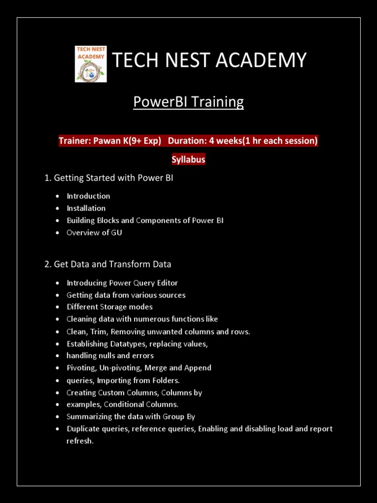 PowerBI Syllabus | PDF