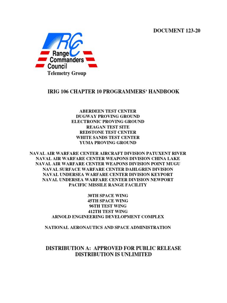 123-20 IRIG 106 Chapter10 Programmers Handbook | PDF | Integer (Computer Science) | Xml