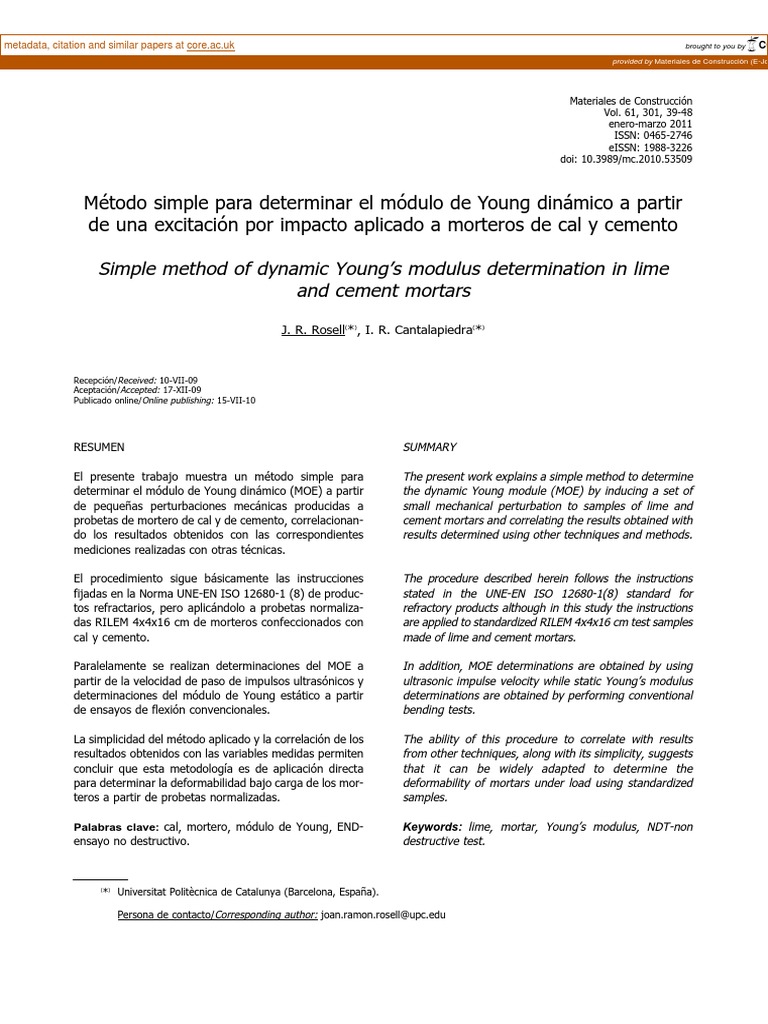 Método Simple para Determinar El Módulo de Young Dinámico A Partir ...
