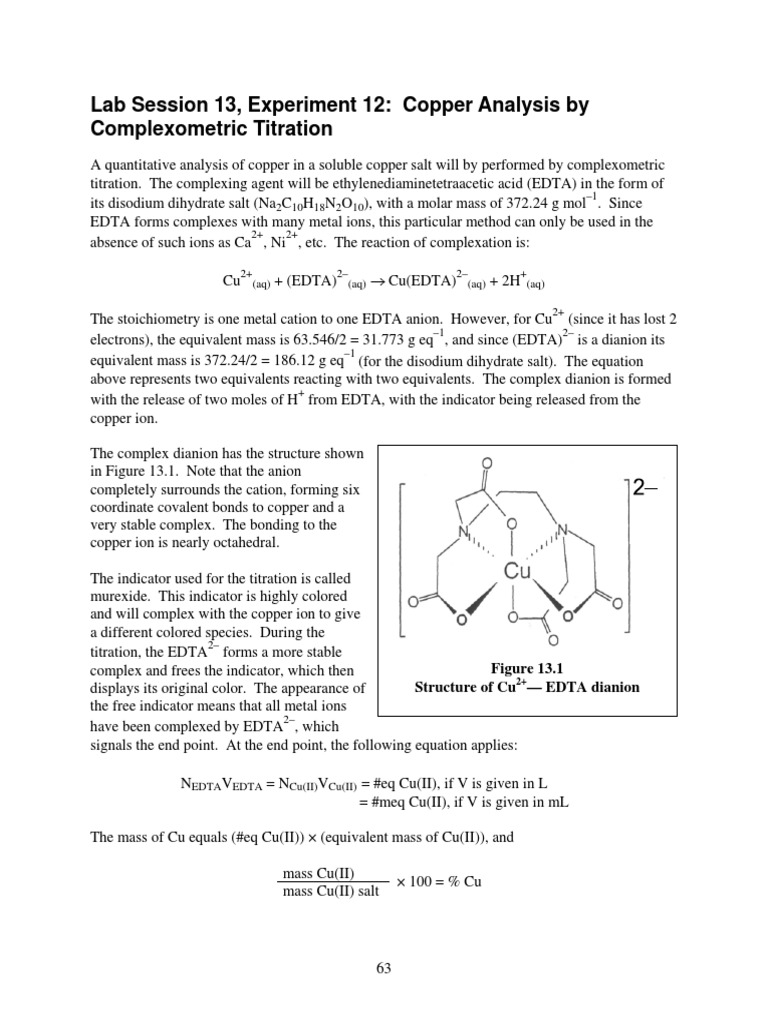 Copper Analysis With EDTA | PDF | Ethylenediaminetetraacetic Acid | Chemistry