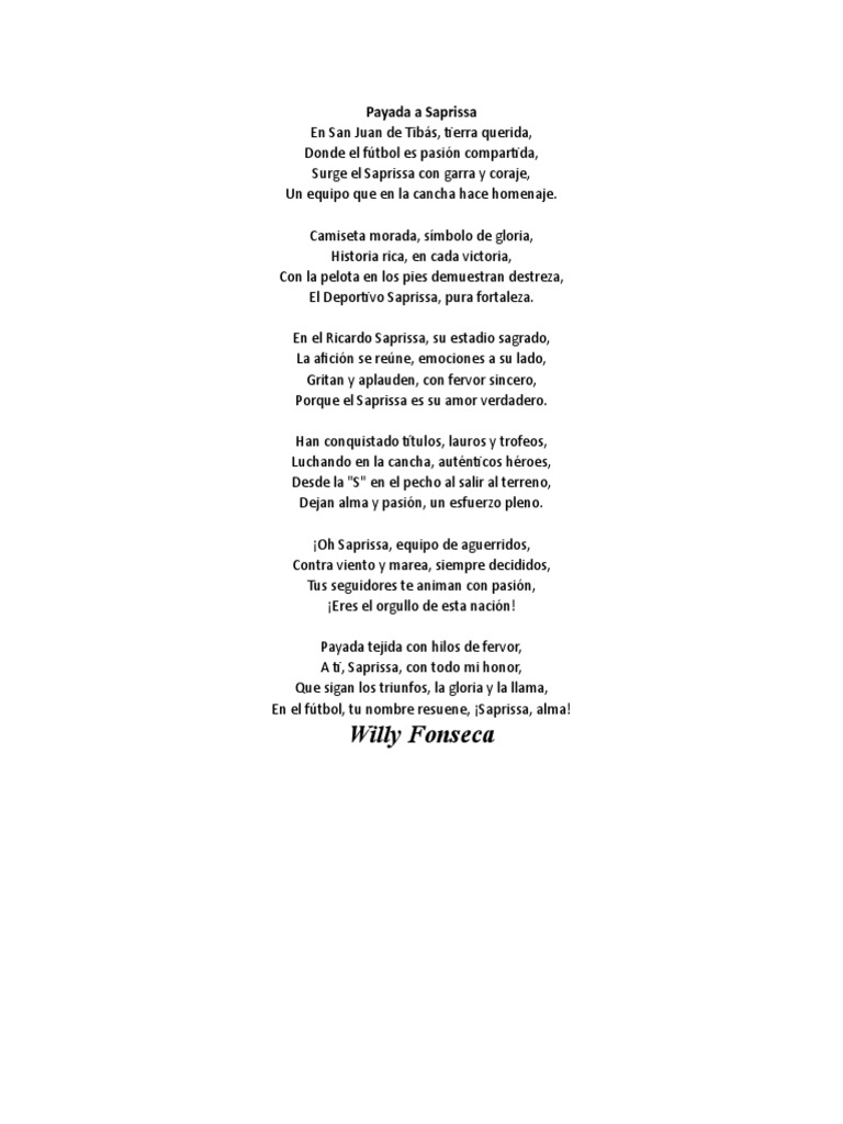 Payada A Saprissa | PDF