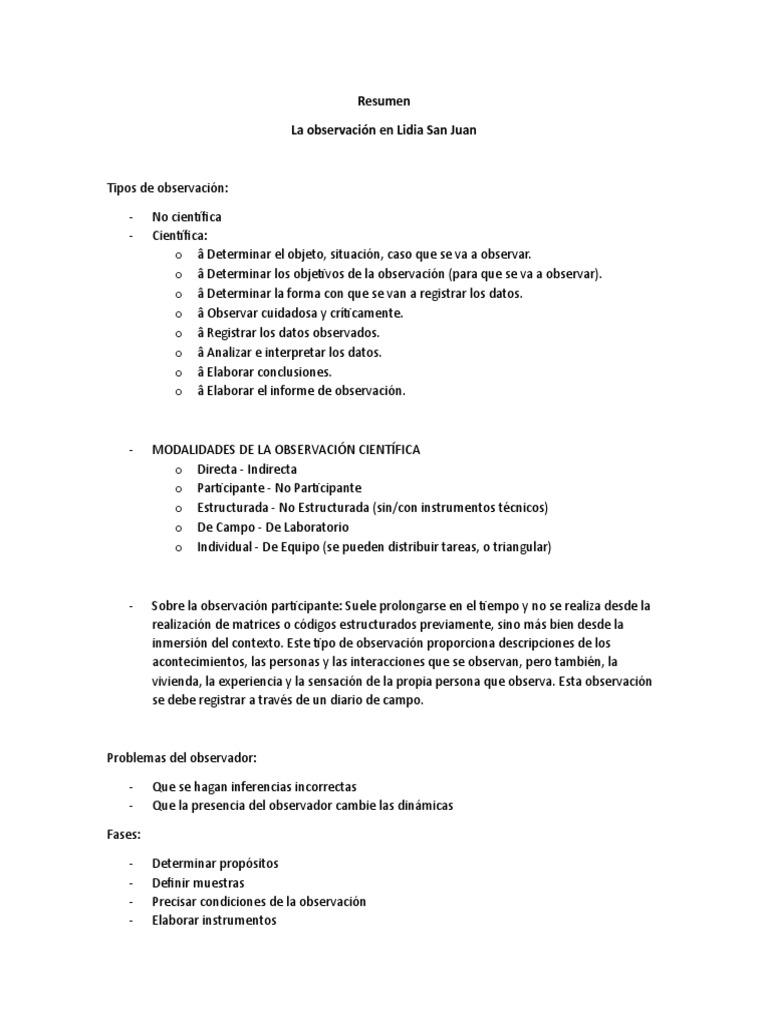 Tipos y Proceso de Observación Científica | PDF