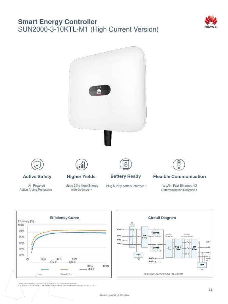 Datenblatt Huawei SUN2000-3-10KTL-M1 13.5A | PDF | Alternating Current | Quantity