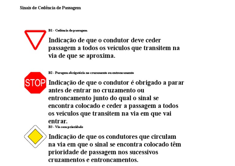 Sinais de Cedência de Passagem | PDF