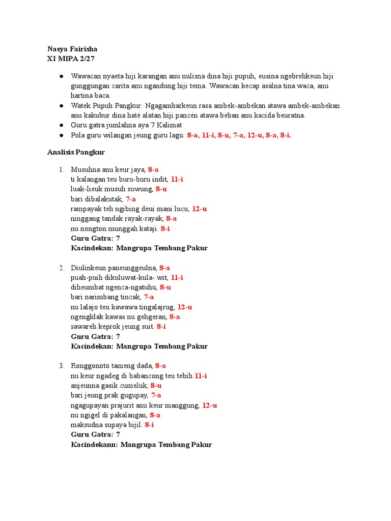 Nasya Fairisha - Analisis Pangkur | PDF | Seni & Disiplin Bahasa ...