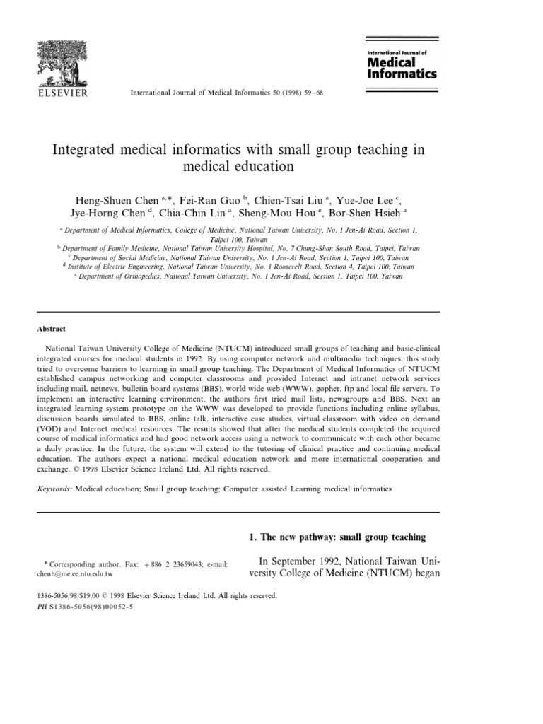 Integrated Medical Informatics With Small Group Teaching in Medical Education | PDF | World Wide ...