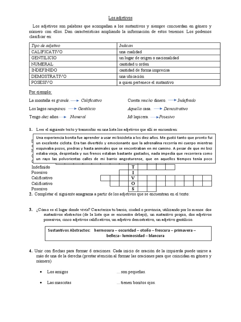 Adjetivos, Sustantivos, Verbos | PDF | Adjetivo | Verbo