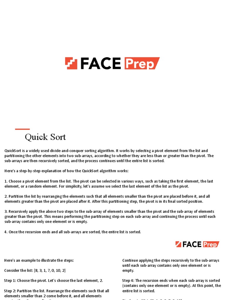 Quick Sort and Selection Sort | PDF | Mathematical Logic | Computer Programming
