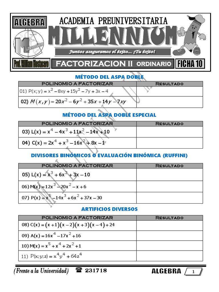 Ficha 10 Factorizacion Ii | PDF | Factorización | Ciencia computacional