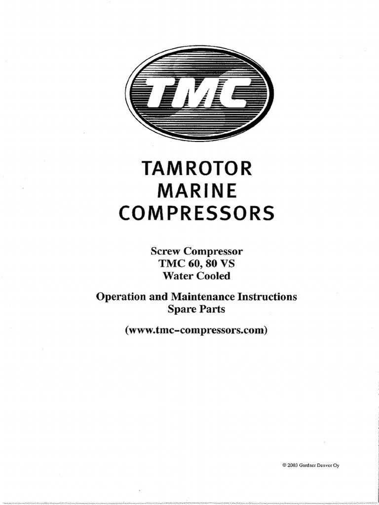 Deck Air Comp-Manual TMC 60-8 Sa Ewna FW | PDF | Technology & Engineering