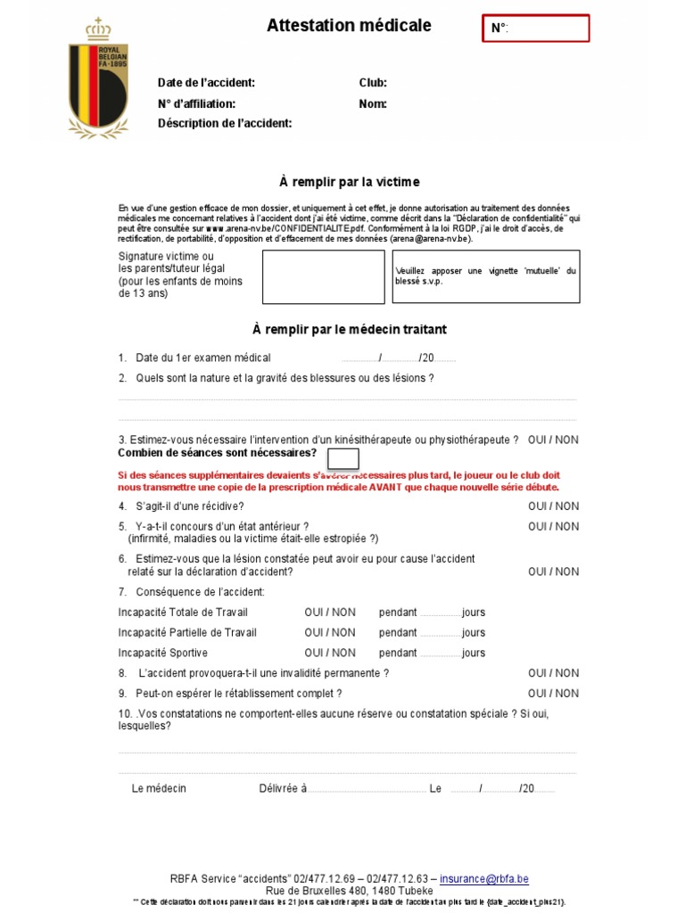 Insurance Medical Attest Template FR | PDF