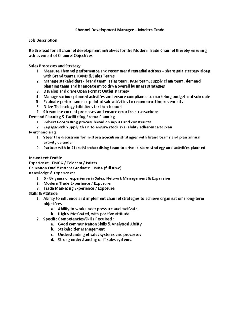 Channel Development Manager | PDF