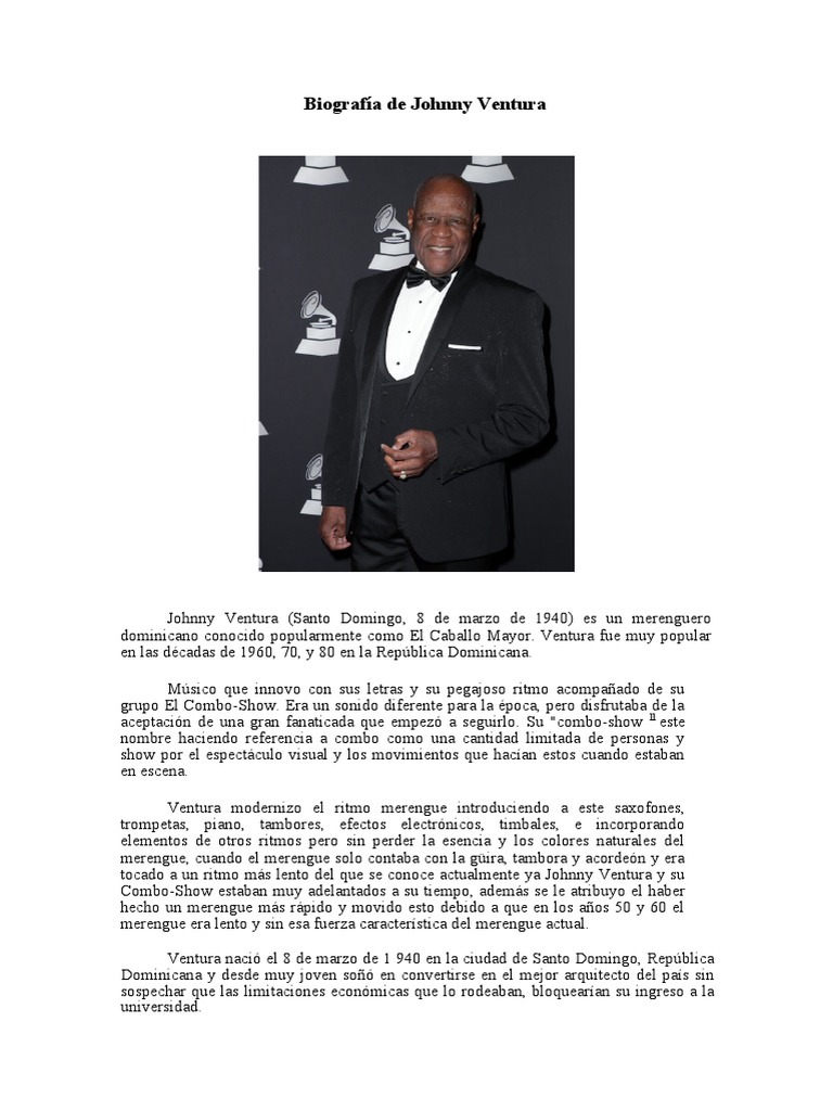 Biografía de Johnny Ventura | PDF
