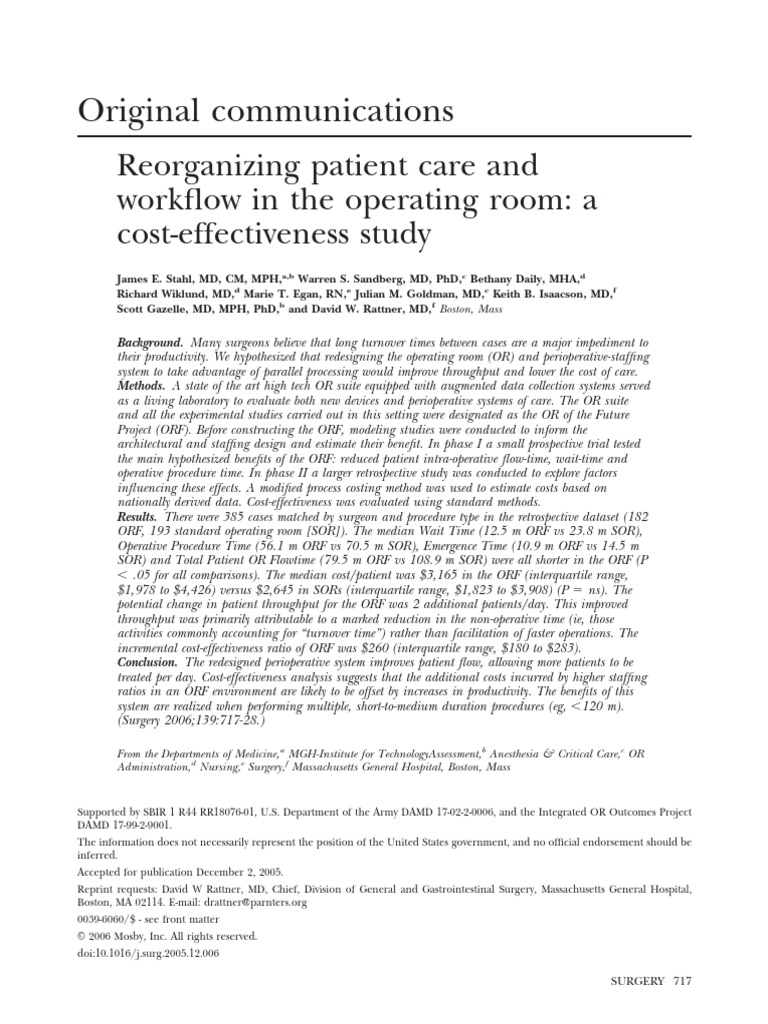 Reorganizing patient care and workflow in the operating room | PDF