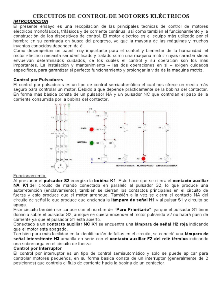 Circuitos de Control de Motores Eléctricos | PDF | Corriente eléctrica | Motores