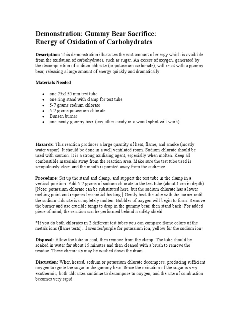 Dueling Gummi Bears Demo | PDF | Chemistry | Chemical Substances
