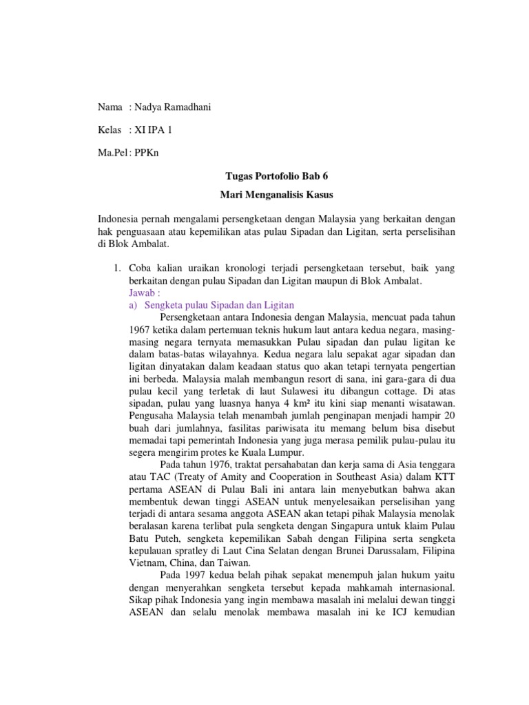 Tugas PKN Portofolio Bab 6 | PDF