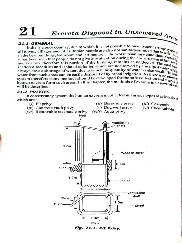 Excreta Disposal Methods in Unsewered Areas | PDF | Septic Tank ...