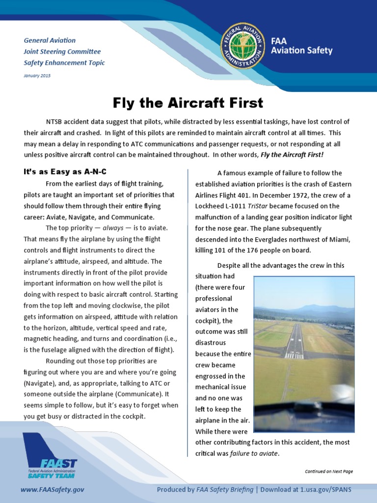 Fly The Aircraft First | PDF | Aviation | Aviation Safety