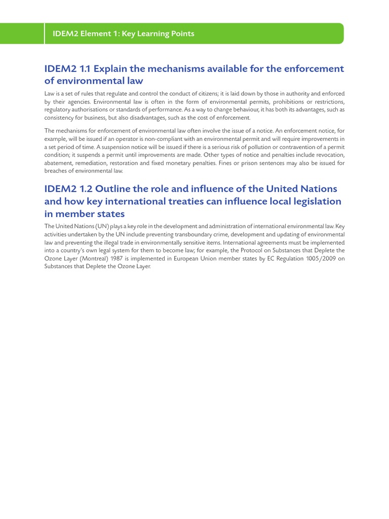 IDEM2 Element 1 Key Learning Points | PDF