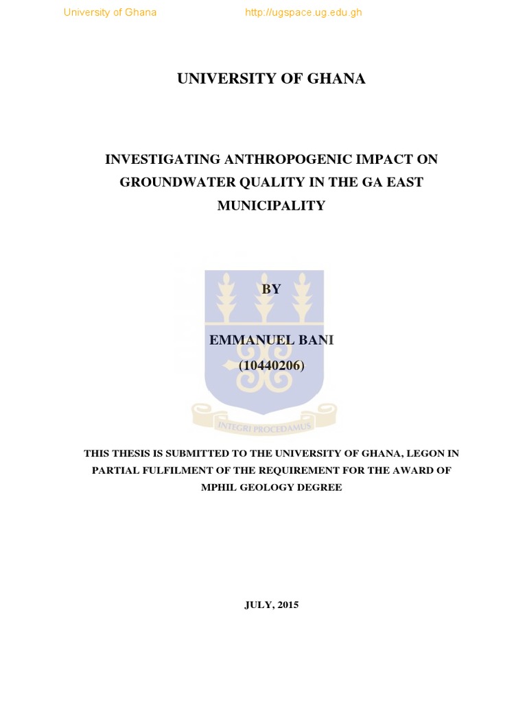 Emmanuel Bani - Investigating Anthropogenic Impact On Groundwater ...