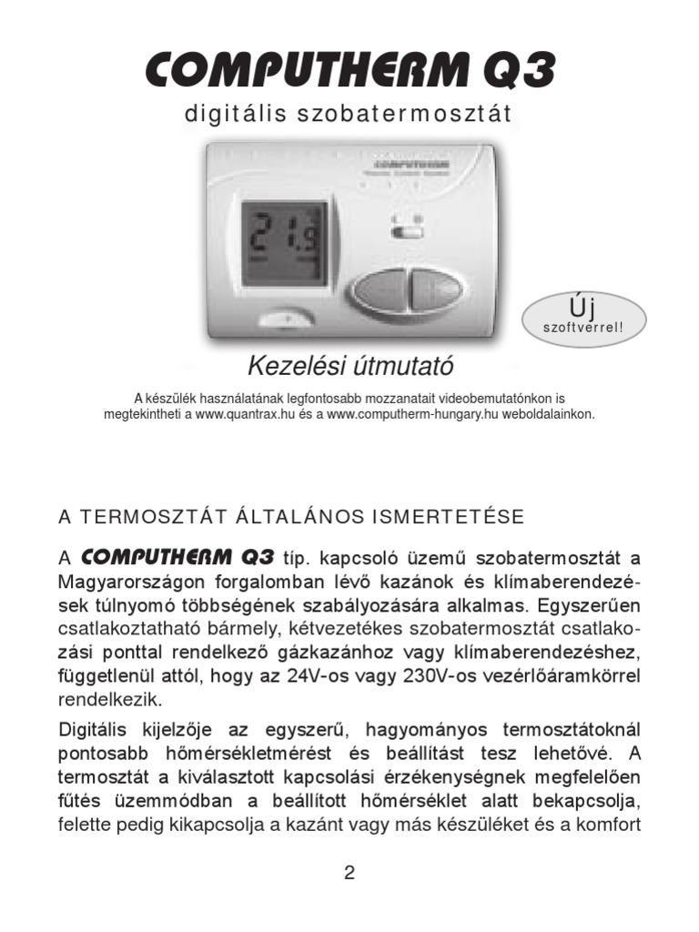 Computherm Q3 - 2013 - termosztátHUN | PDF