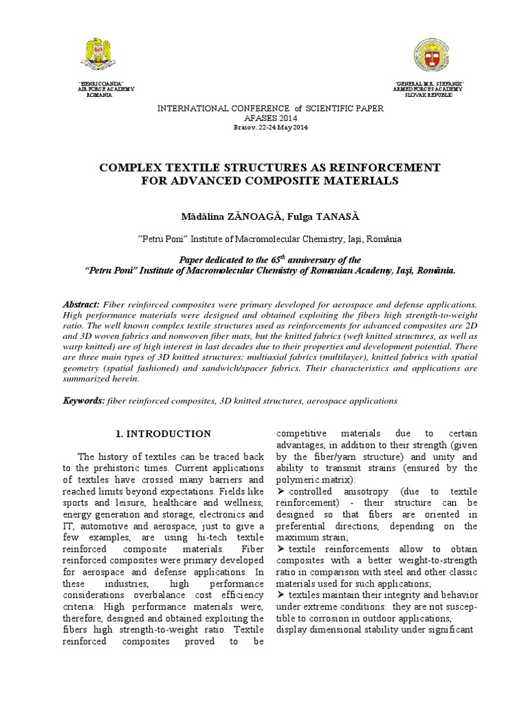 Complex Textile Structures As Reinforcement For Advanced Composite Materials | PDF