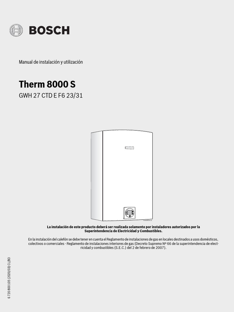Therm 8000 S: GWH 27 CTD E F6 23/31 | Descargar gratis PDF | Tap (Válvula) | Agua