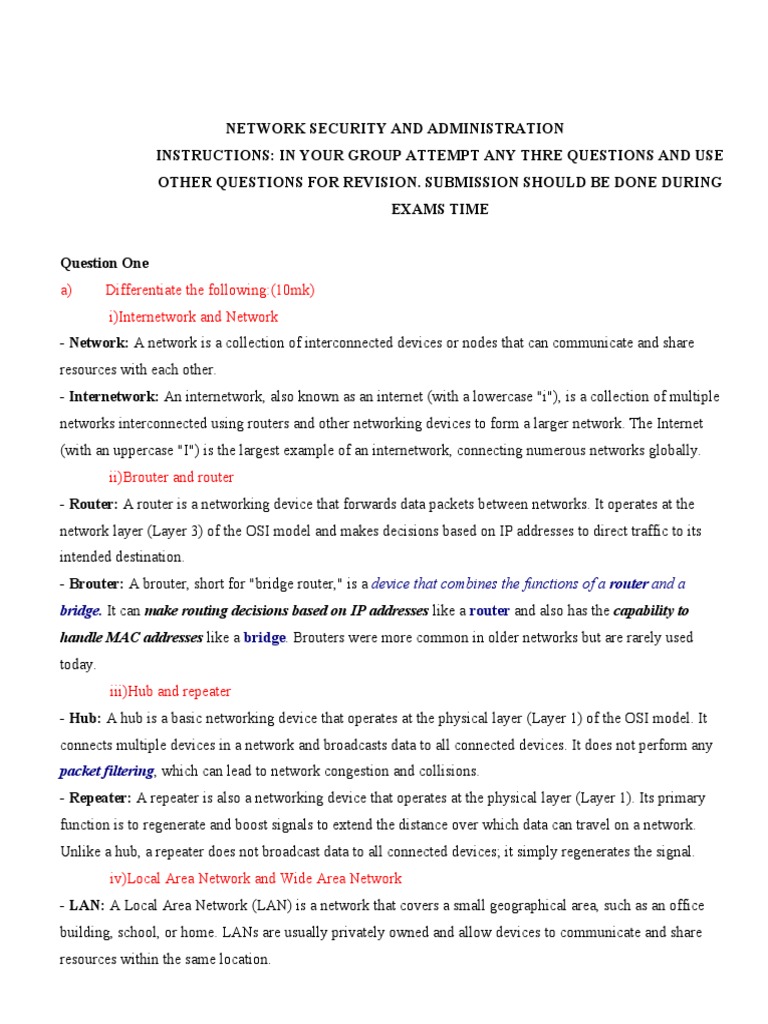 Network Security and Administration Group Work | PDF | Computer Network | Osi Model