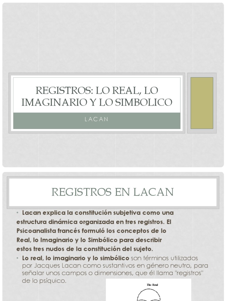Lo real, lo simbolico, lo imaginario Lacan. | PDF | Jacques Lacan ...
