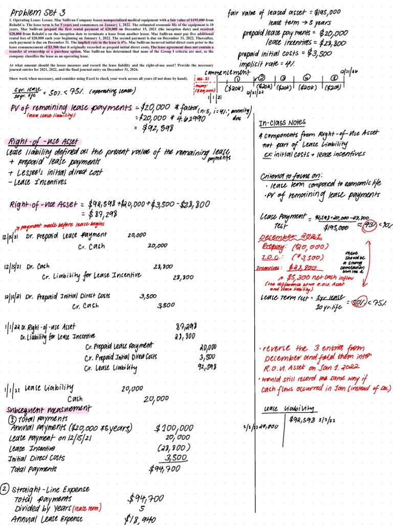 Problem Set 3 | PDF | Lease | Expense