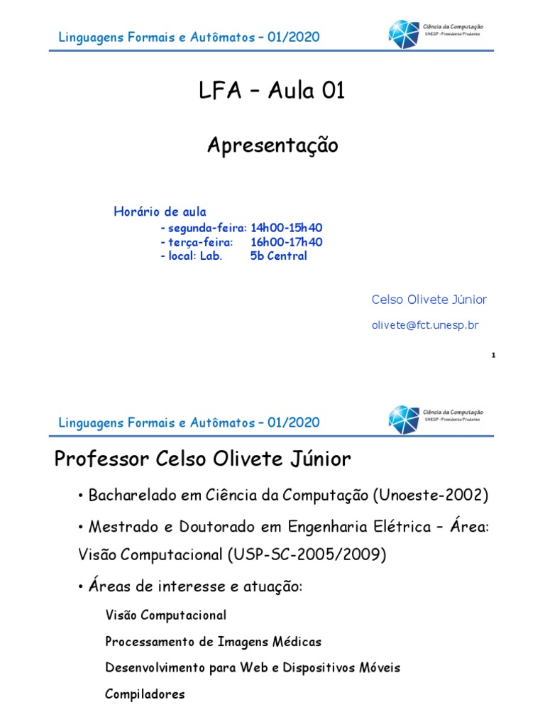 Aula01 | PDF | Formalismo (dedutivo) | Informática