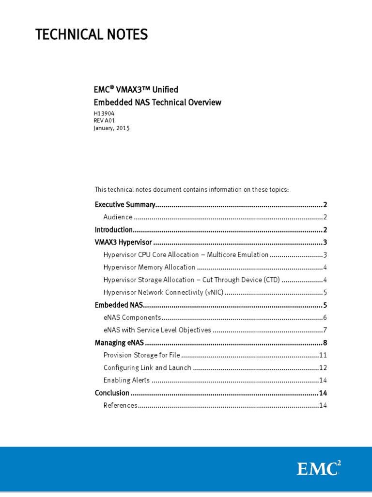 h13904 Vmax3 Embedded Nas Technical Note | PDF | Virtual Machine | Multi Core Processor
