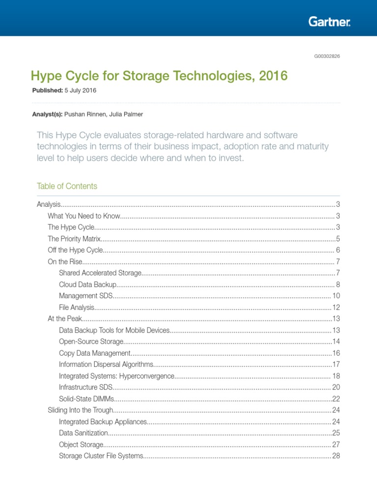 Hype Cycle For Storage Techn 302826 | PDF | Cloud Computing | Backup