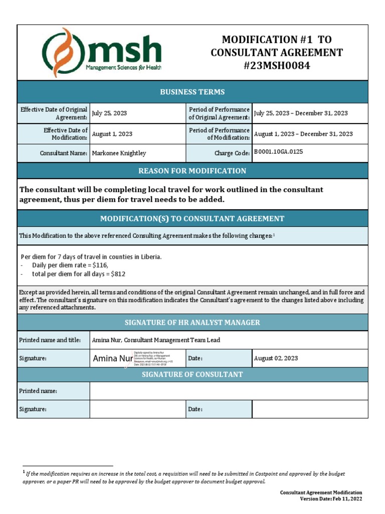 Modification #1 MK (MSH) | PDF