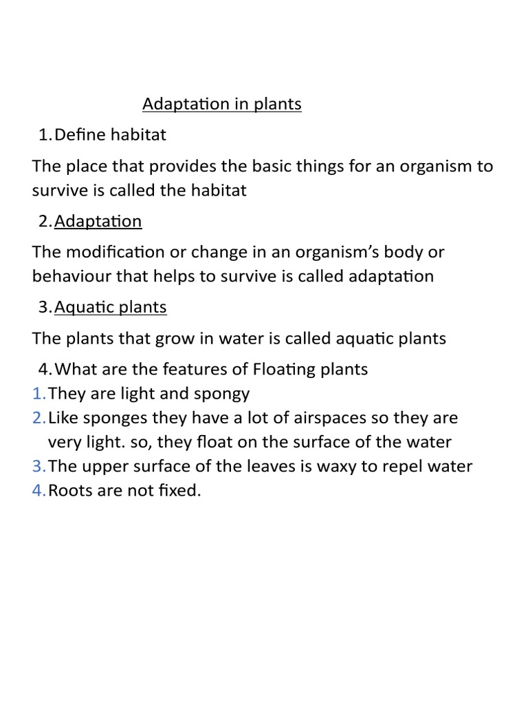 Adaptation in Plants | PDF