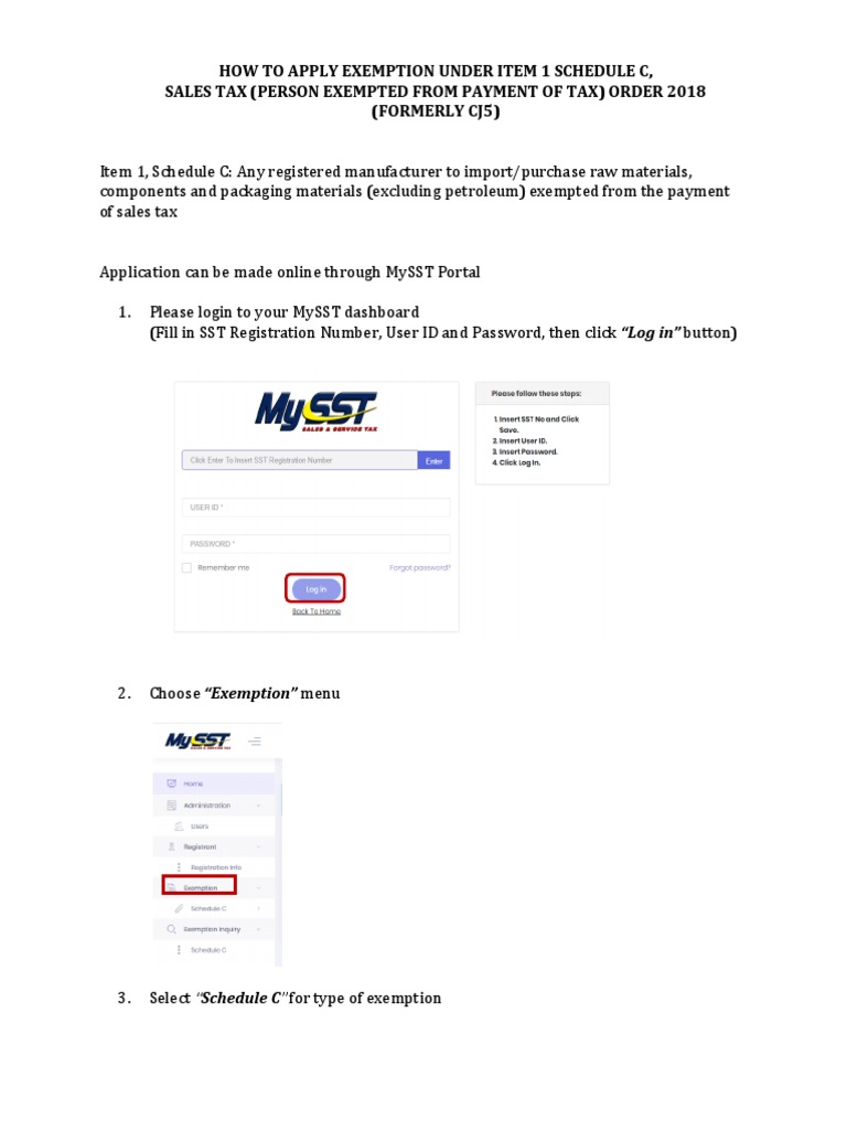 How To Apply Exemption Under Item 1 Schedule C, Sales Tax (Person Exempted From Payment of Tax ...