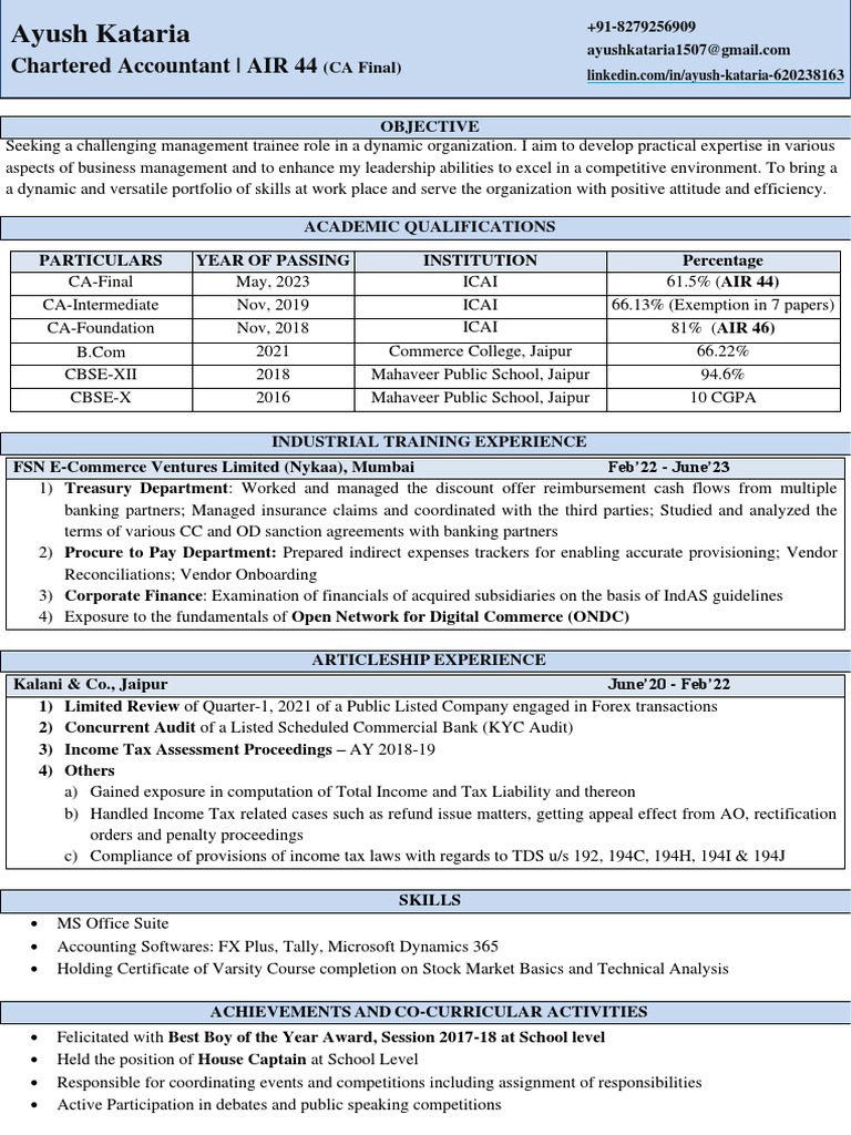 Resume - Ayush Kataria | PDF Resume - Ayush Kataria | PDF