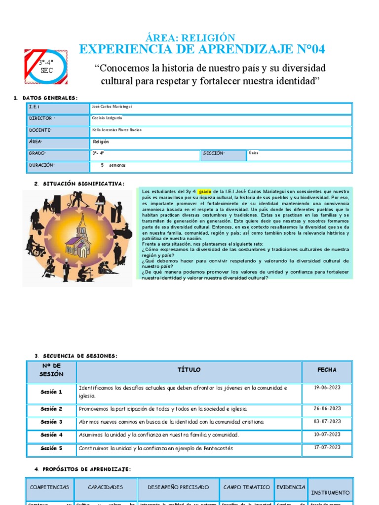 3°-4º Experiencia de Aprendizaje - Exp4.religion | PDF