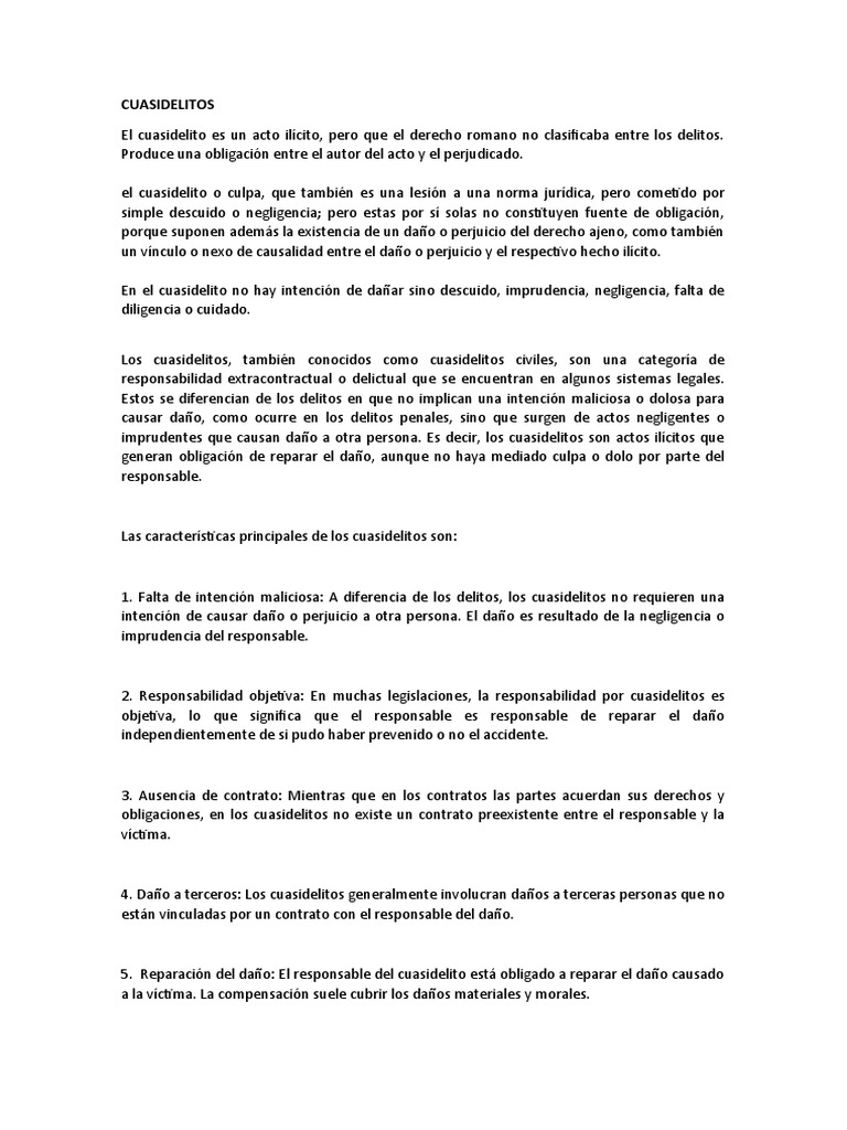 CUASIDELITOS COMO FUENTE DE LAS OBLIGACIONES | PDF