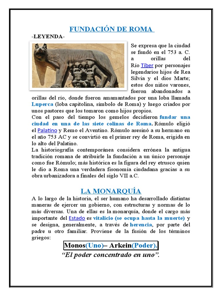Reyes de Roma y Sus Aportes | PDF | Roma antigua | Romulus y Remus