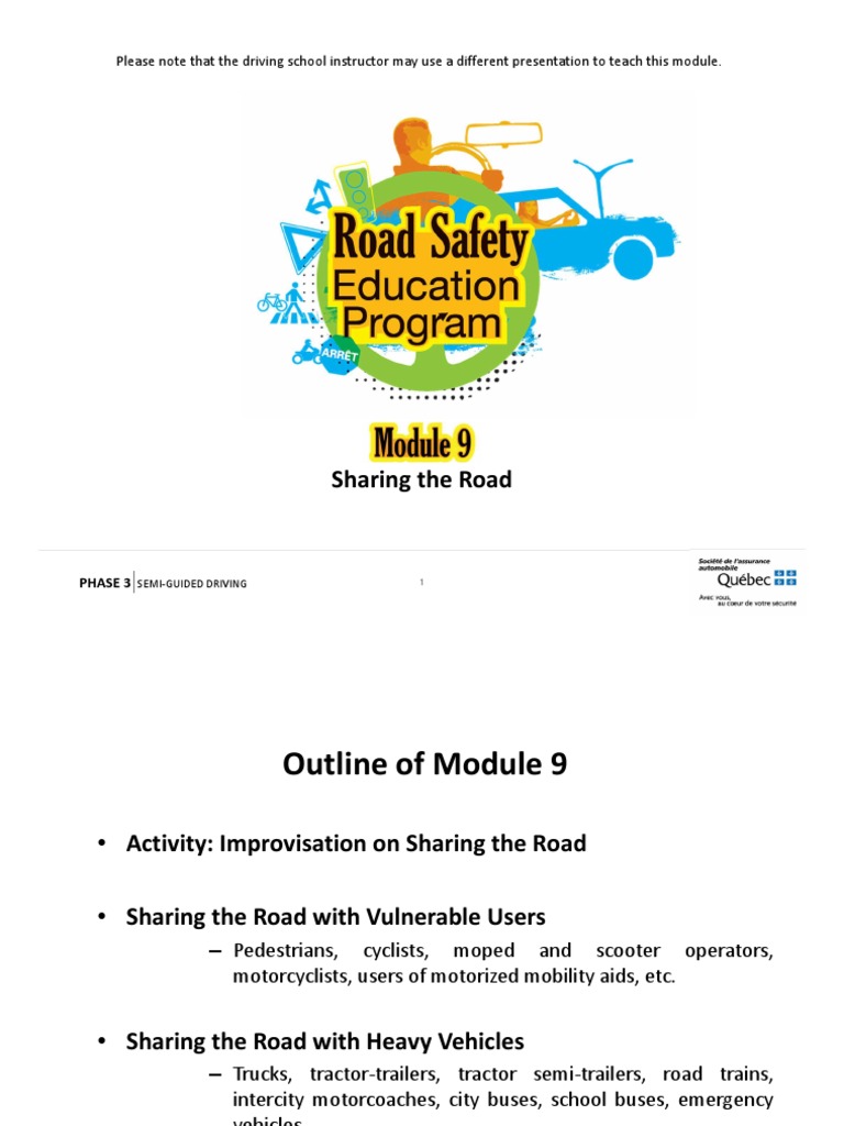Module 9 Sharing Road | PDF | Traffic | Pedestrian