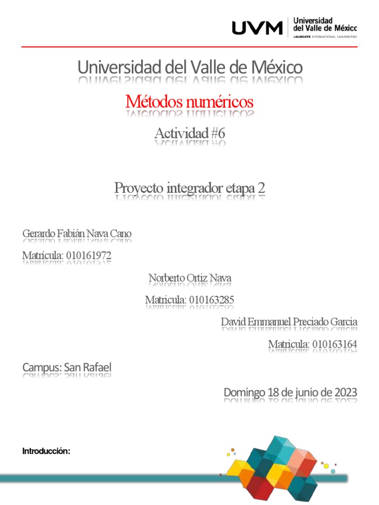 Actividad 6 Proyecto Integrador Etapa 2 | PDF | Análisis numérico | Ecuaciones